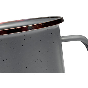 Barebones Enamel Cup - Enameled Steel Mug Set of 2 14-oz - Stainless Steel Rim for Camping and Outdoor Use- Slate Gray