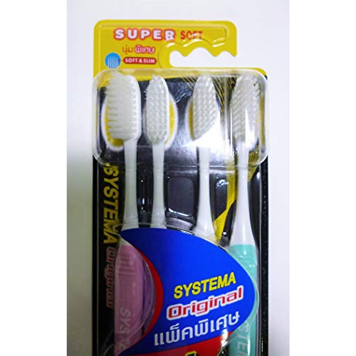 Systema Original Super Soft & Slim Bristles Toothbrushes Family Pack (Pakc of 4)