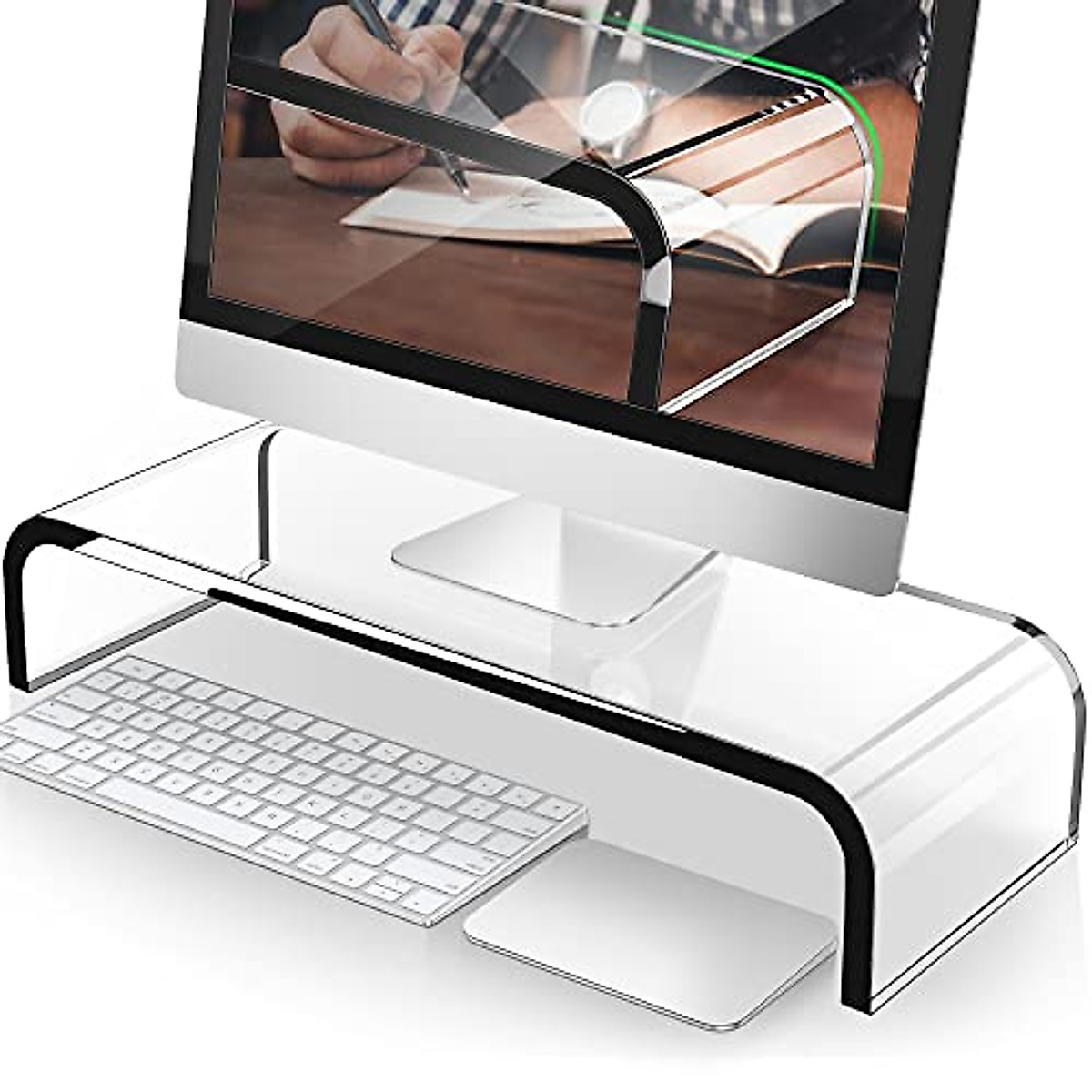 AboveTEK Acrylic Monitor Stand, Premium Large Monitor Riser 20 inch ...