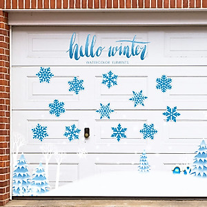 12 Pcs Winter Snowflakes Car Magnet, Car Decoration Magnets Refrigerator Magnet Decals Waterproof Automotive Magnet Funny Xmas Decoration for Garage Door Car Refrigerator Mailbox (Blue)