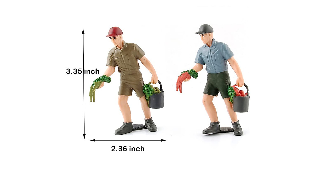 Hiawbon 26 Pcs Miniature Farmer Action Figures