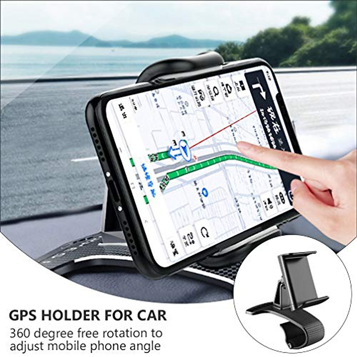 Garneck Car Dashboard Phone Stand 360°Rotate Car Cell Phone Mount Phone Holder Phone Bracket Clip Navigator Rack Car Parking Sign Holder for Car Vehicle (Black)