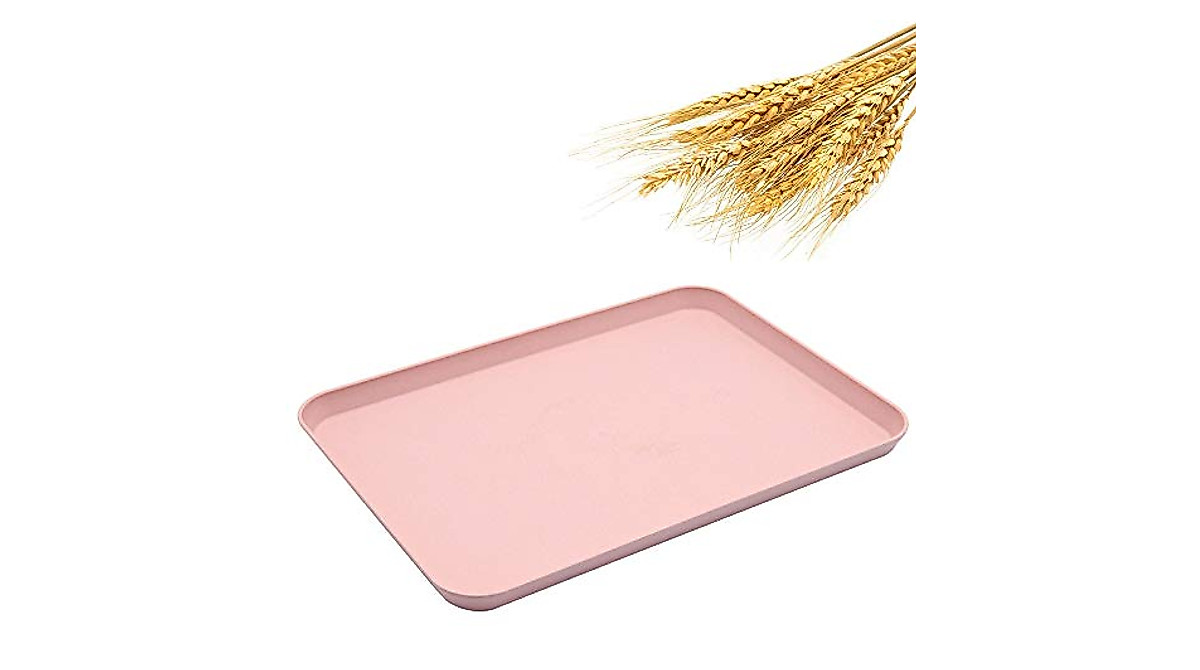 Stylish Pink Wheat Straw Dinner Tray - Unbreakable & Versatile