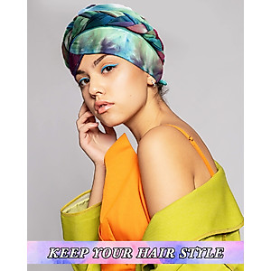 4 Pieces African Women Turban Cap Head Wraps Beaded Headscarf Beanie Wrap