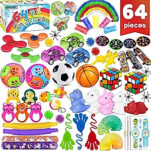 Party Favors Goodie Bags for kids, Toy Assortment Carnival Prizes Classroom Rewards, Pinata Filler for Holiday Birthday Party, Squishy Toys, Fidget Spinners, Pop Tube, Wacky Track