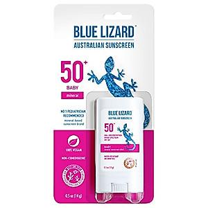 Blue Lizard BABY Mineral Sunscreen Stick with Zinc Oxide, SPF 50+, Water Resistant, UVA/UVB Protection - Easy to apply, Fragrance Free, .5 oz