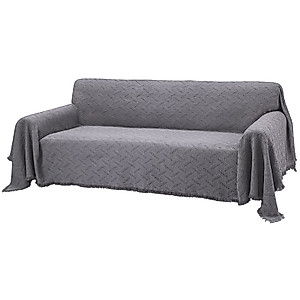 Rose Home Fashion Couch Cover Blanket, Couch Covers for 3 Cushion Couch Sofa Pet Friendly, Sofa Covers Washable(Large, Dark Grey)
