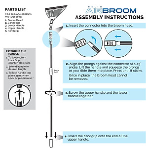 Helio Air Broom 3 Piece Kit All Surface Sweeper and Squeegee for Wet and Dry Cleaning Dust, Dirt, Liquids, Pet Hair, Tile, Hardwood Floors, Carpet, Furniture, Windows, Shower Doors As Seen on TV