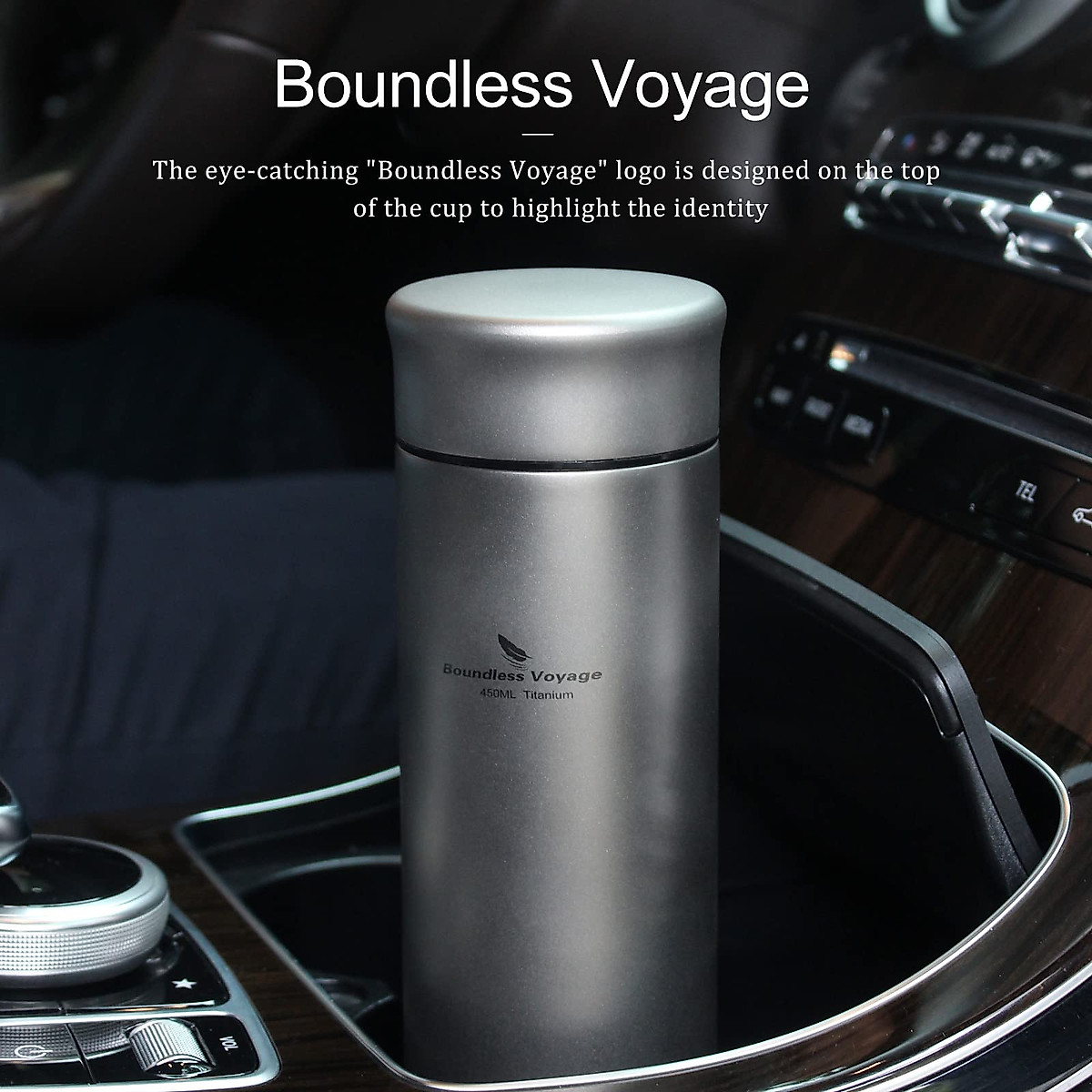 Boundless Voyage 450ml(15.84fl.oz) Titanium Vacuum with Filter Double Layer Lightweight Portable Tea Coffee Wine Whisky for Hiking Camping Picnic Gift A-Ti3010D