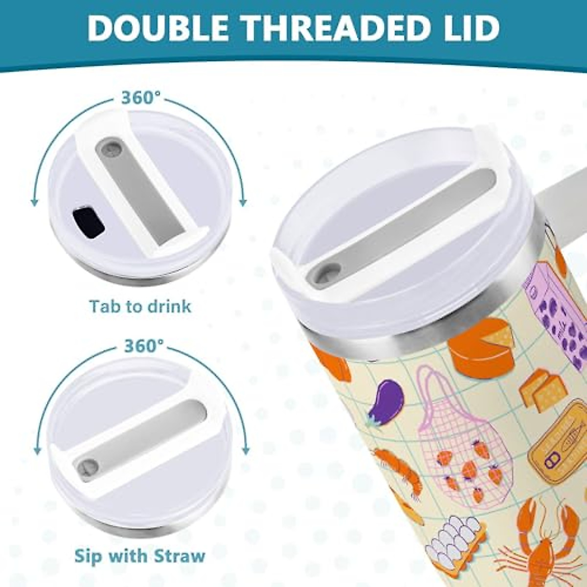 Slewiaeky Tumbler with Handle 40 oz Cute Lobster Shrimp Travel Mug with Lid and Straw Crayfish Stainless Steel Vacuum Insulated Water Bottle Cup for Iced Tea Coffee Cold Beverages Cup Holder Friendly