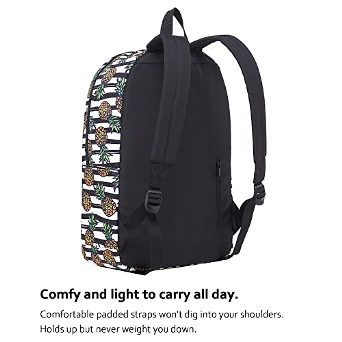 HotStyle TRENDYMAX Backpack for School Girls & Boys, Durable and Cute Bookbag with 7 Roomy Pockets, Pineapple&Stripe