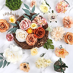 AmyHomie Artificial Flowers Combo Silk Mix Peony Rose Hydrangea Fake Flowers w/Stem for DIY Wedding Bouquets Centerpieces Arrangements Table Party Bridal Baby Shower Home Fall Decor(Champagne)