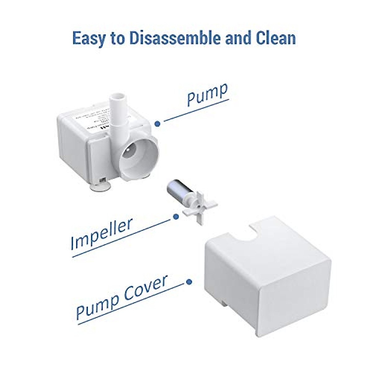 Veken Replacement Pump for 95oz/2.8L and 100oz/3L Pet Fountain Cat Water Fountain Dog Water Fountain Ultra Quiet Long Lifespan Water Pump, USB Cable, LED Lights