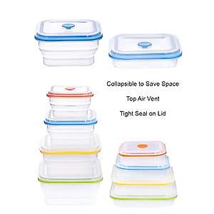 Aura Global 4-Pack Collapsible Platinum Silicone Food Storage Containers - LFGB Certified, BPA-Free, Microwave, Freezer, Dishwasher Safe, Reusable with Easy-Fit Lids - Premium Kitchen Solution