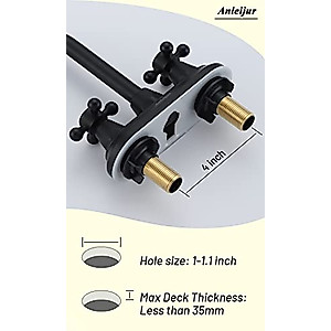 Anleijur Black Bathroom Faucet, Two Handle Bathroom Sink Faucet, 4 Inch Centerset Matte Black Bathroom Sink Faucet with Pop Up Drain, 360 Swivel Spout 2 or 3 Hole RV Bathroom