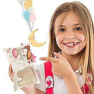 Qunclay Tooth Fairy Pillow with Pocket Kids Tooth Pillow Tooth Keepsake Pouch Tooth Fairy Gifts for Girl and Boy, 3.9 x 5.9 Inches (Sweet Style)