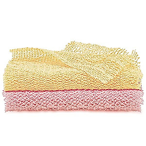 2 Pieces African Net Sponge Exfoliating Net African Body Scrubber Bath Rag Washcloth Towel Shower Body Back Scrubber Skin Smoother for Daily Use or Stocking Stuffer (Peach Pink, Creamy)