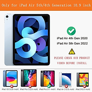 ZenRich iPad Air 5th Generation Case 2022, iPad Air 4th Generation 10.9 inch Case with Pencil Holder/Stand/Hand Strap/Shoulder Belt, Shockproof Case for iPad Air 10.9'',Black