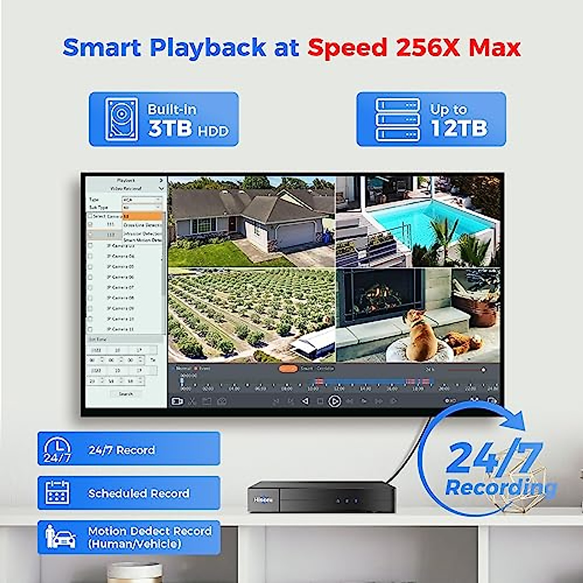 [121°Wide Angle+16Channel] Hiseeu 8MP/4K PoE Security Camera System,w/8Pcs 5MP IP PoE Security Camera Outdoor&Indoor,2 Way Audio,Waterproof,Alarm Light,Playback,3TB HDD,24/7 Home Surveillance NVR Kit