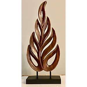 Decozen Handcrafted Solid Wood Leaf Sculpture from Daughter, Son, Husband - Ideal for Home, Mantel, Fireplace, and Foyer Decor - Tabletop Accent