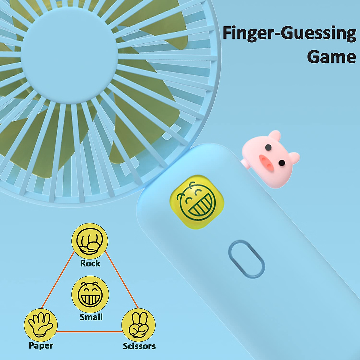 Flyalcon portable fan, handheld mini fan rechargeable, 3 adjustable speed portable mister for outdoors, Personal fan of exquisite fashion for travel, outdoor hiking (blue)