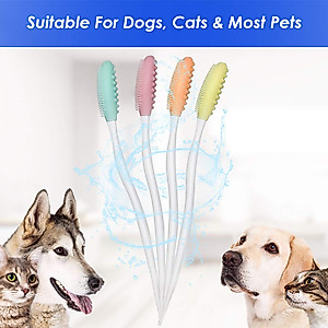 AUTOWT Dog Toothbrush, 4 Packs Silicone Pro Double-Sided Soft Comfort Gentle Dental Brushes Set Kit with 5.7 inches Curved Long Handle for Puppy Small Medium Dogs Cats Most Pet (Set 1)