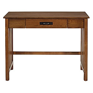 OSP Home Furnishings Sierra Writing Desk with Pull-Out Drawer and Mission Style Side Panels, Ash Brown