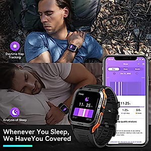 AMAZTIM Smart Watch for Men,60days Extra-Long Battery Life(Call Receive/Dial), 50M Waterproof,Rugged Military Fitness Watch for iPhone Android,70 Sports,1.85" Heart Rate Sleep/Blood Pressure Watch
