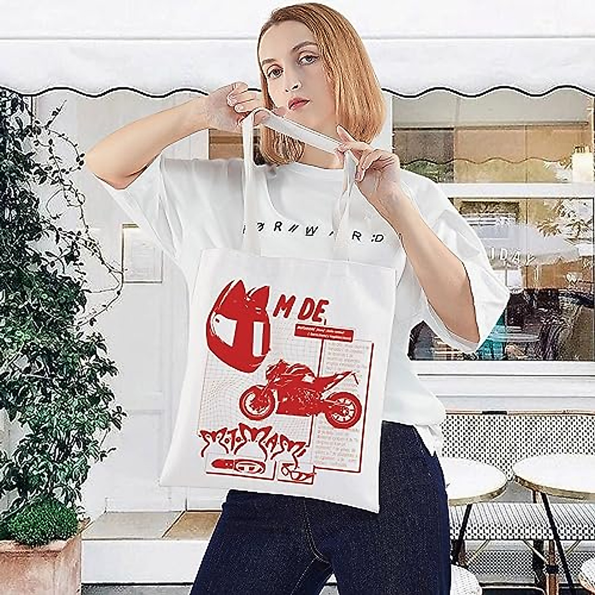 LEVLO Motomami Canvas Tote Bag Singer Song Inspired Gift Latin Music Album Shoulder Bag For Singer Fans (Motomami Tote)