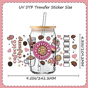 GUNKY UV DTF Cup Wrap, 9Sheets Coffee Theme Rub on Transfers for Crafting 16OZ Libbey Glass Cups Wrap Transfer Stickers Decals Waterproof Crafts Vintage, Pink