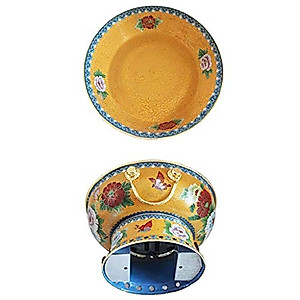 Chafing Dishes Casserole Pot For Hob And Oven Creative Cloisonne Copper Hot Pot Electric Copper Hot Pot Household Charcoal Copper Pot Retro Hot Pot (Color : Yellow, Size : 32cm)