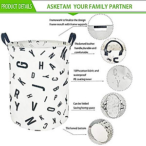 ASKETAM Fabric Laundry Basket Canvas Laundry Hamper for Dirty Clothes Toy Organizer Kid Nursery Room Decor Basket (letter)