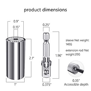 MIMIVIVA Super Universal Socket Tools Gifts for Men, Grip Socket Set Fits Standard 1/4'' - 3/4'', 7mm-19mm Universal Socket Wrench Tool Sets with Power Drill Adapter, Father's Day Gifts for Dad