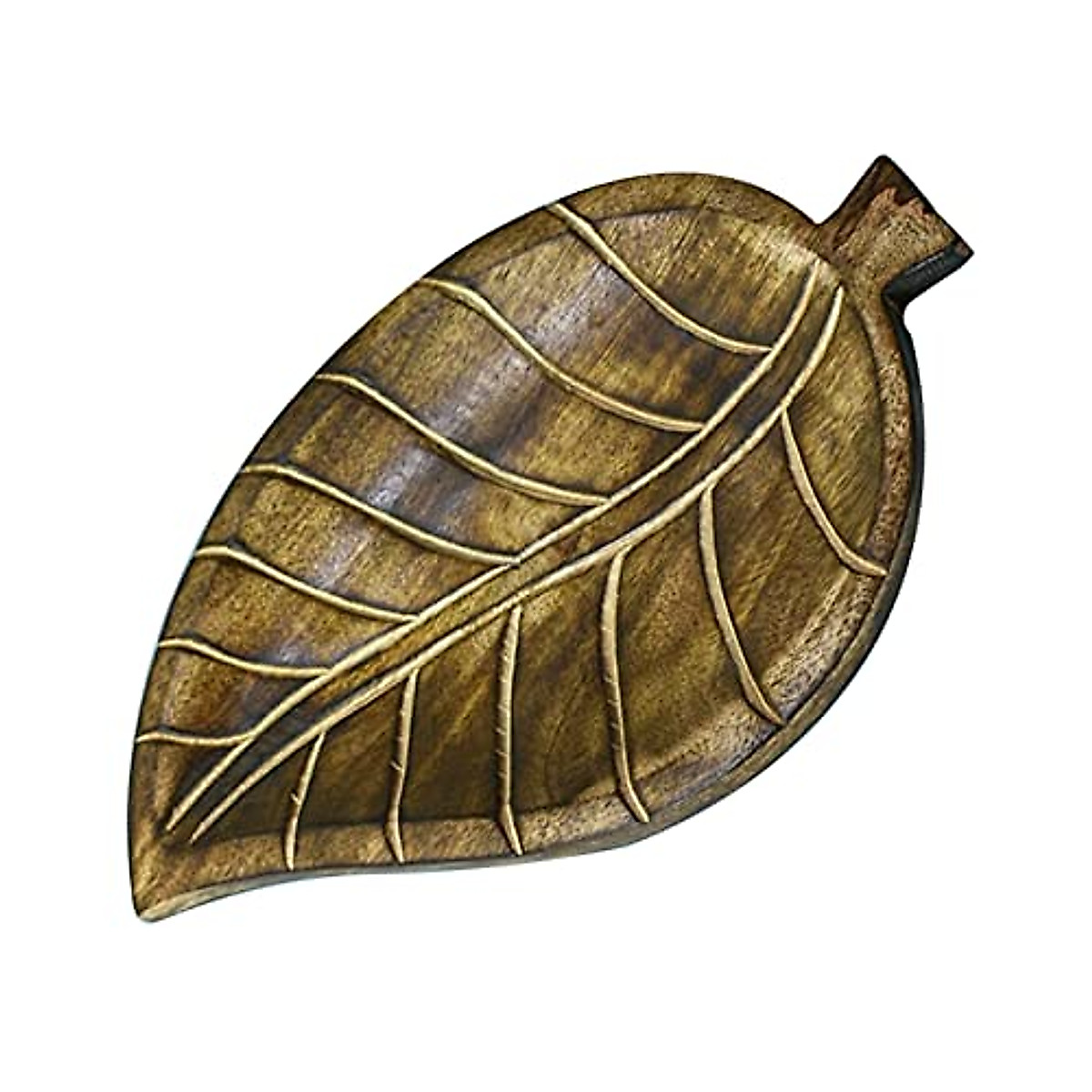 Ajuny Decorative Wooden Tray Platter for Serving Snacks Fruits Hand Carving Home Gifts