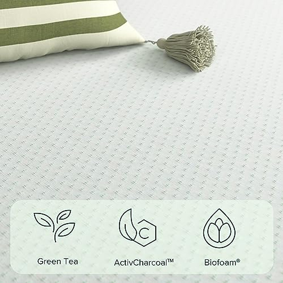 Zinus 10 Inch Green Tea Memory Foam Mattress / CertiPUR-US Certified / Bed-in-a-Box / Pressure Relieving, Full,White