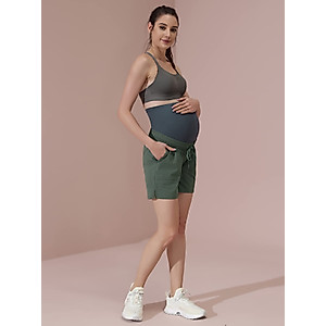 Maacie Pregnancy Golf Active Outdoor Summer Shorts Stretch Hiking Cargo Shorts Olive Green S