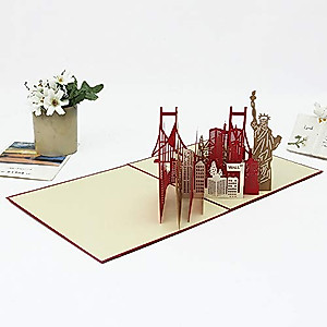 New York 3D Pop Up Card and Envelope - Unique Pop Up Greeting Card for Birthday, Mother's Day, New Year, Anniversary, Valentine, Wedding, Graduation, Thank You. New York