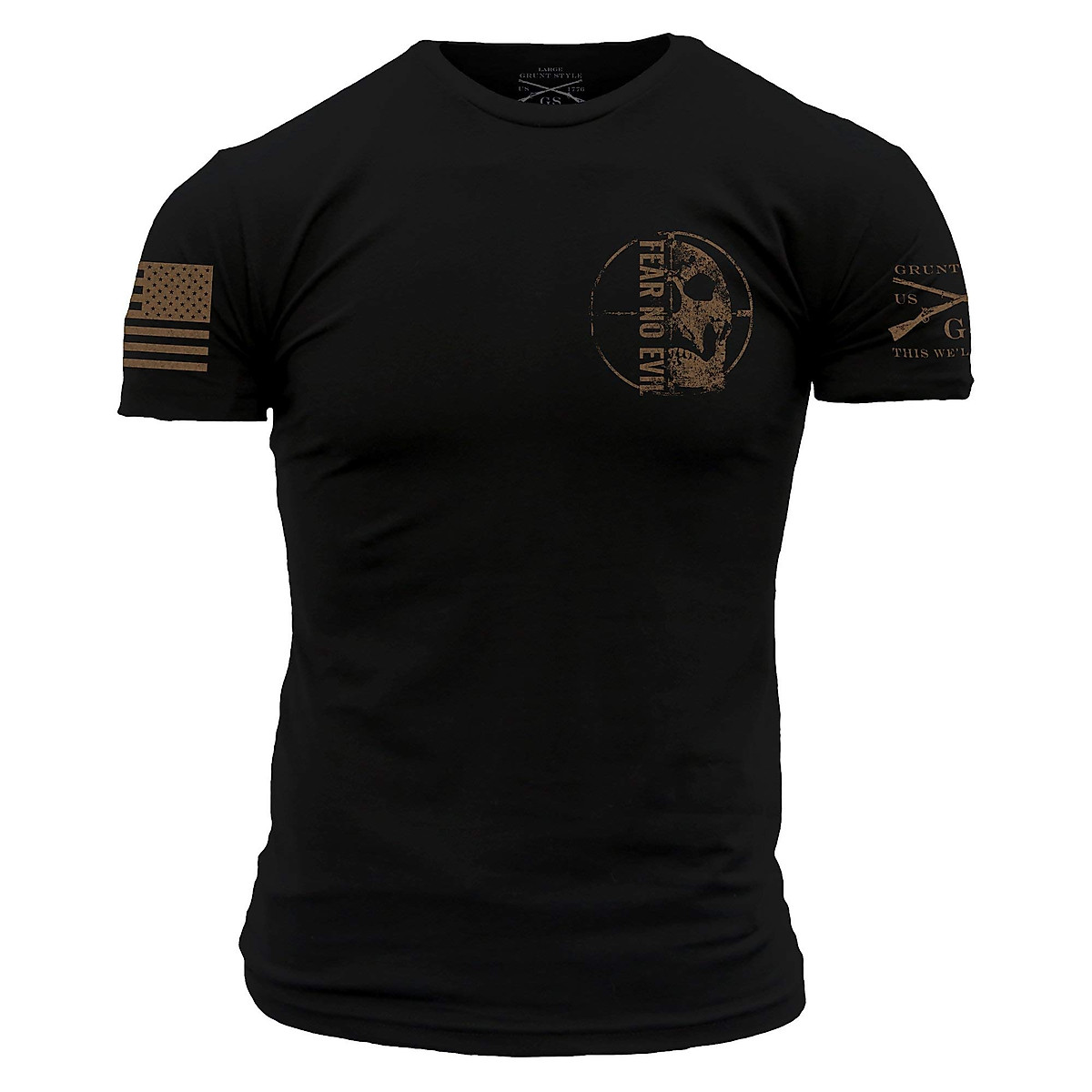 Grunt Style Fear No Evil 2.0 Men's T-Shirt, Color Black, Size XXX-Large