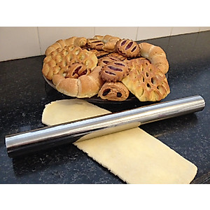 Checkered Chef Stainless Steel French Rolling Pin, Metal Rolling Pin for Baking, Pasta, Fondant, Cookies, Pizza and Dough. Dishwasher Safe.