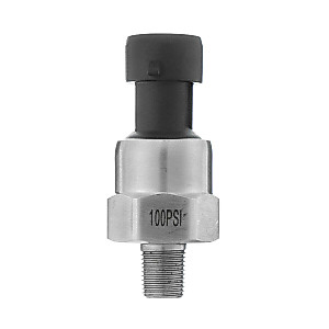 100 PSI Pressure Transducer Sender Sensor with Connector - 1/8 inch 27 NPT Thread Stainless Steel Pressure Sensor for Oil, Fuel, Air, Water
