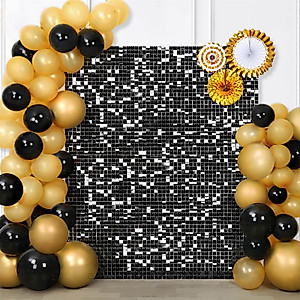 Shimmer Wall Panel Sequin Wall Backdrop Halloween Backdrop Black Backdrop 24-Packs Glitter Bling Background for Bachelorette Parties Advertising Signs