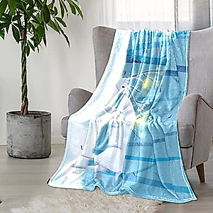 VBFOFBV Bedding Fleece Blanket, Decorative for Bedroom Sofa Floor, Snowy Night Deer Animal