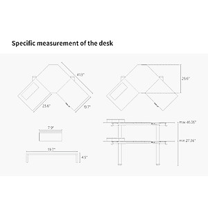 BANTI Dual Motor L-Shaped Electric Standing Desk, 48 Inches Adjustable Height Stand Up Desk, Sit Stand Home Office Desk with Rustic Brown Top/Black Frame