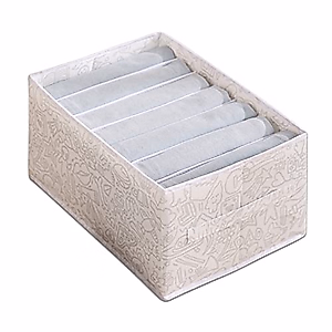 XYSCPDM 7 Grids Clothes Organizer for Folded Clothes [2-Pack] Clothes Drawer Organizer, Drawer Organizers for Clothing, for Jeans, Pants, Sweater, Coat, Scarves (White)