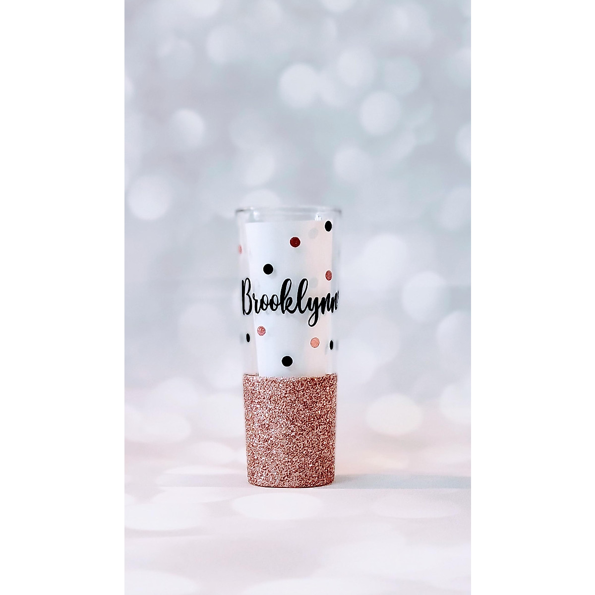 Birthday Wine Glass, Glitter Shot Glass, Name, Polka Dots, Shot