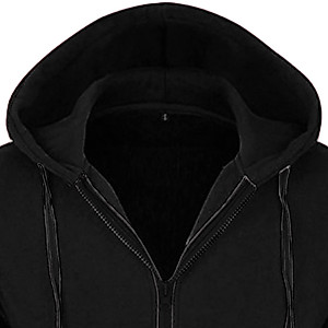 Maiyifu-GJ Men Full Zip Slim Fit Hoodies Casual Solid Gym Hooded Sweatshirt Long Sleeve Lightweight Hoodie With Kanga Pocket (Black,X-Large)