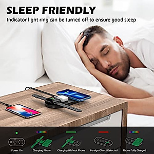 Minthouz 4 in 1 Wireless Charger, 18W Fast Wireless Charging Station for iPhone 13/12/11/XR/X/8 Series/Samsung Phone, Wireless Charging Pad Compatible with Apple Watch, AirPods (with 1 USB C-A Cable)