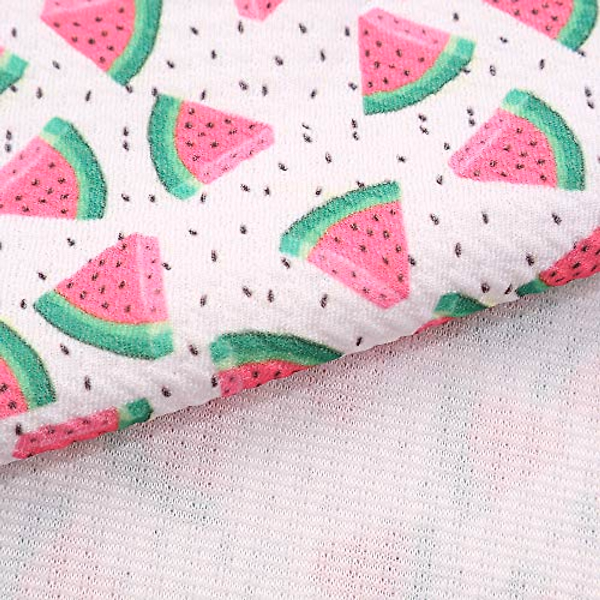 David Angie Summer Fruits Watermelon Patterned Bullet Textured Liverpool Fabric 4 Way Stretch Spandex Knit Fabric by The Yard for Head Wrap Accessories (Watermelon)