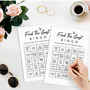 UHADRE Find The Guest Bingo Bridal Shower Game-Set of 30, Minimalist Bridal Shower Cards, Wedding Party Game Cards for Guests, Bridal Shower Ideas-HLYX09