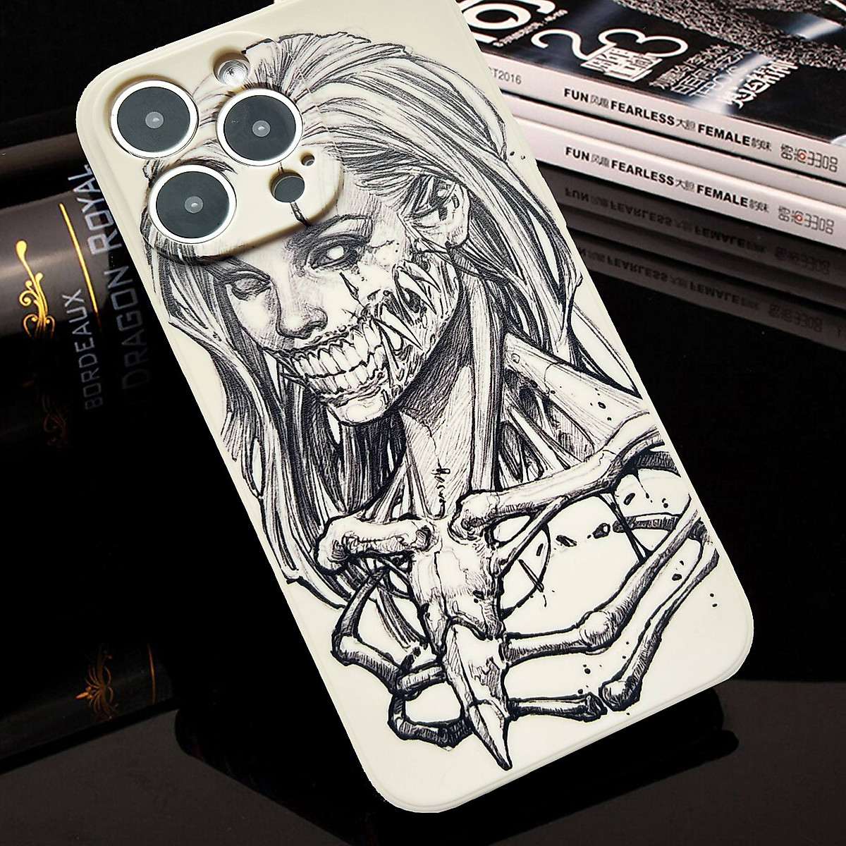 Shegazzi Compatible with iPhone 14 Pro Max Case, Halloween Skull Skeleton Phone Case for Apple iPhone 14 Pro Max, Slim TPU Liquid Silicone Phone Case Full Body Protective Cover